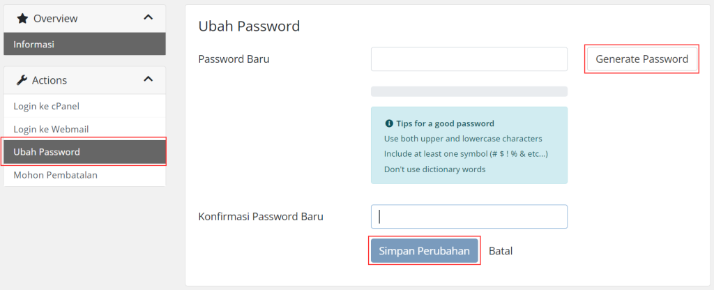 Cara Reset Password cPanel Melalui Client Area